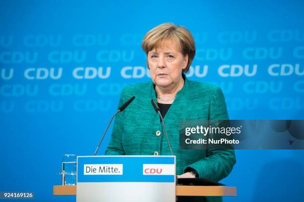 17 Angela Merkel Announces Names Of Possible Future Ministers Stock