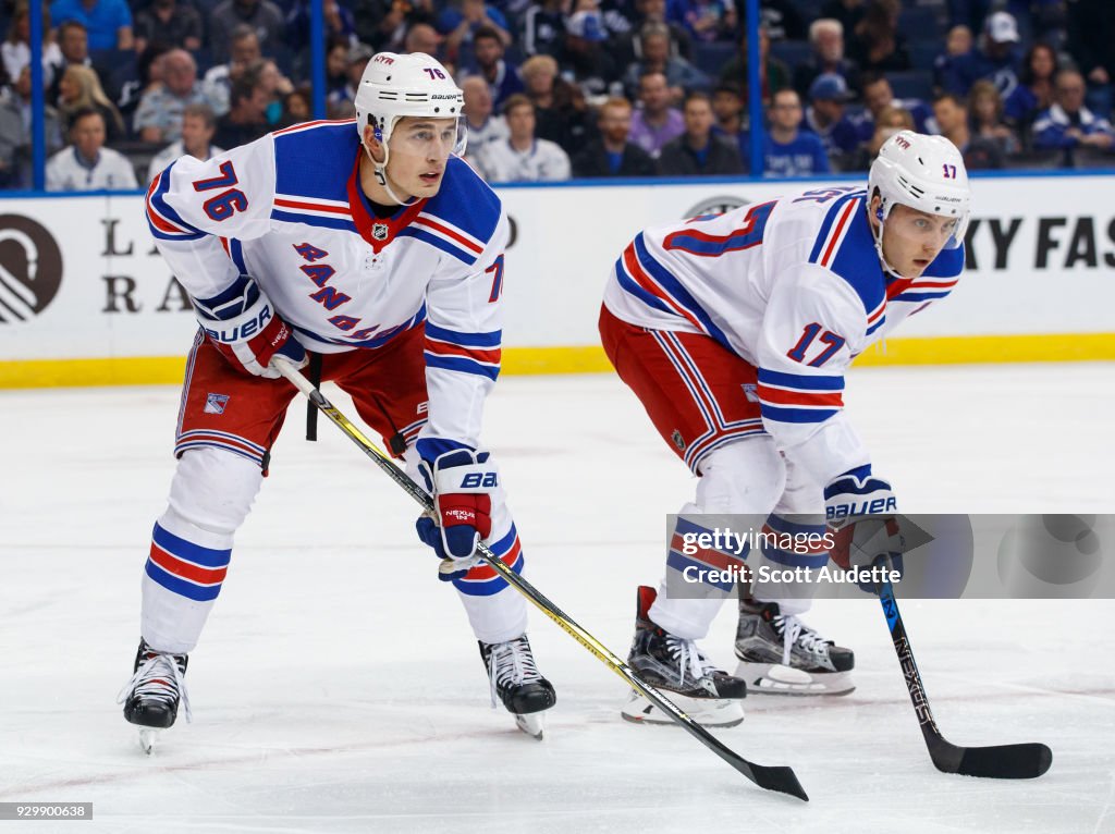 Brady Skjei And Jesper Fast Of The New York Rangers Skate Against The