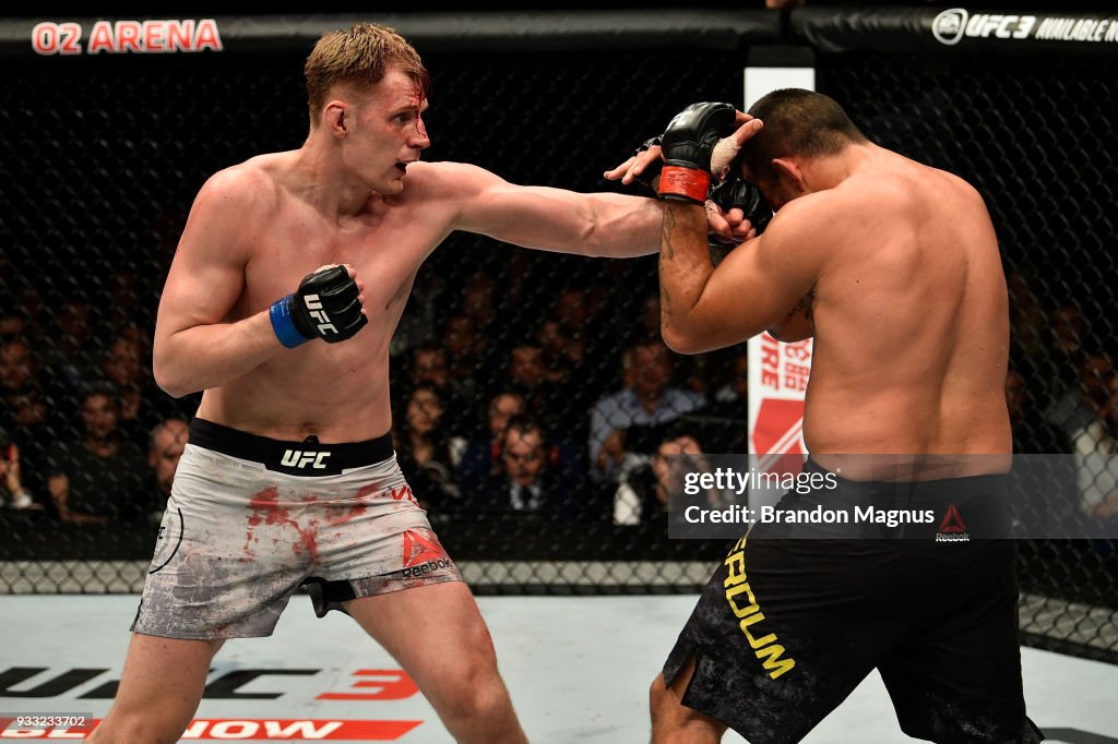 Alexander Volkov Of Russia Punches Fabricio Werdum Of Brazil In Their