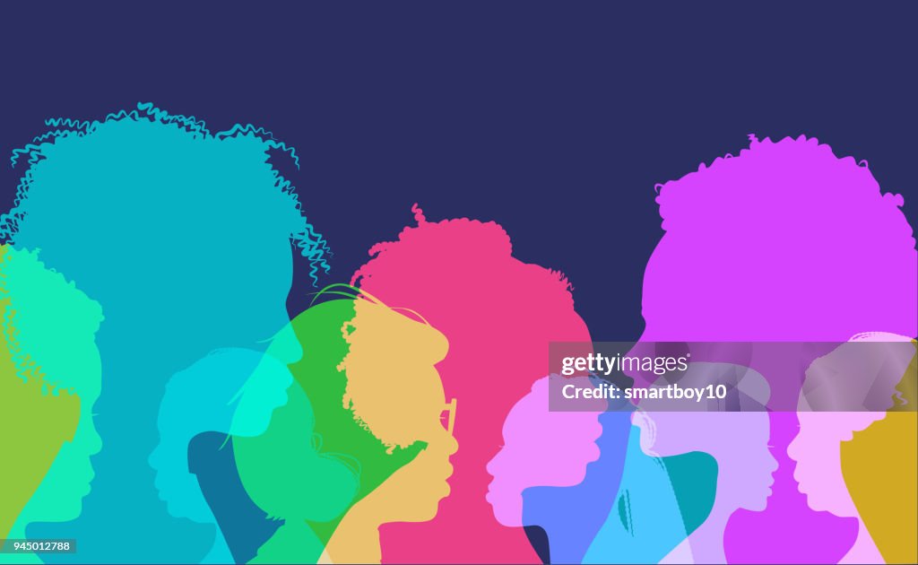 Profile Silhouettes African American Women High Res Vector Graphic