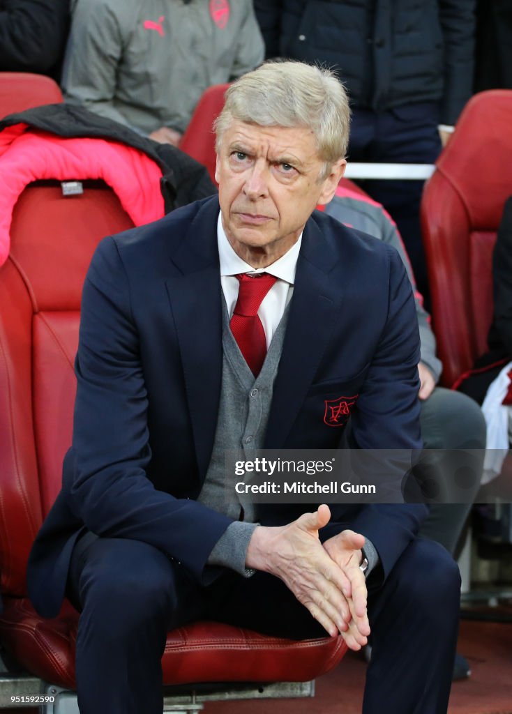 Arsene Wenger Manager Of Arsenal During The Europa League Semi Final