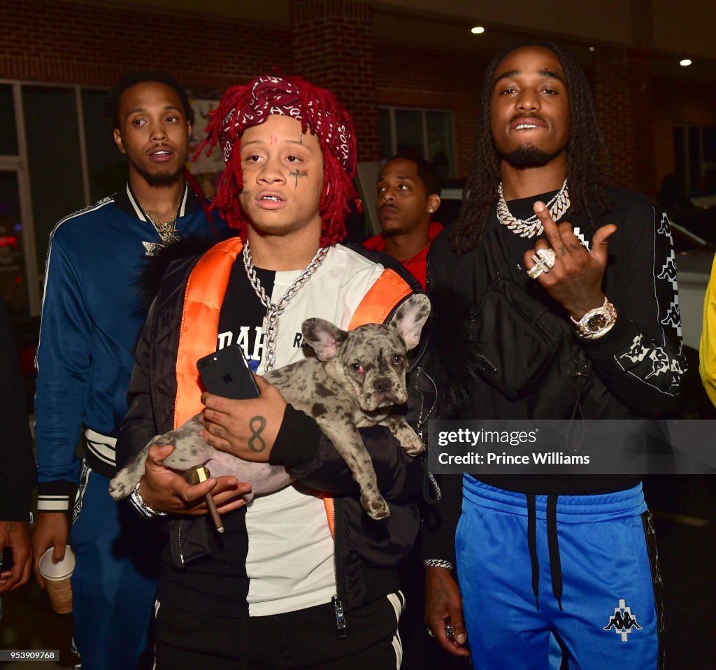 Trippie Redd And Quavo Of The Group Migos Attend A Party At Living