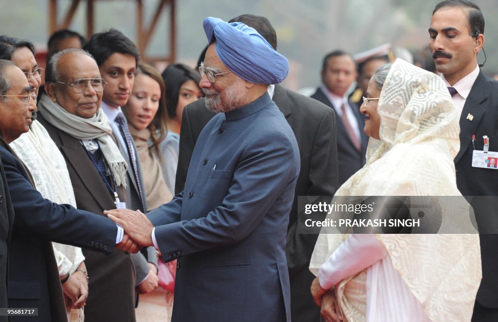 Bangladeshi Prime Minister Sheikh Hasina watches as Indian Prime ... Bangladeshi Prime Minister Sheikh Hasina watches as Indian Prime ...