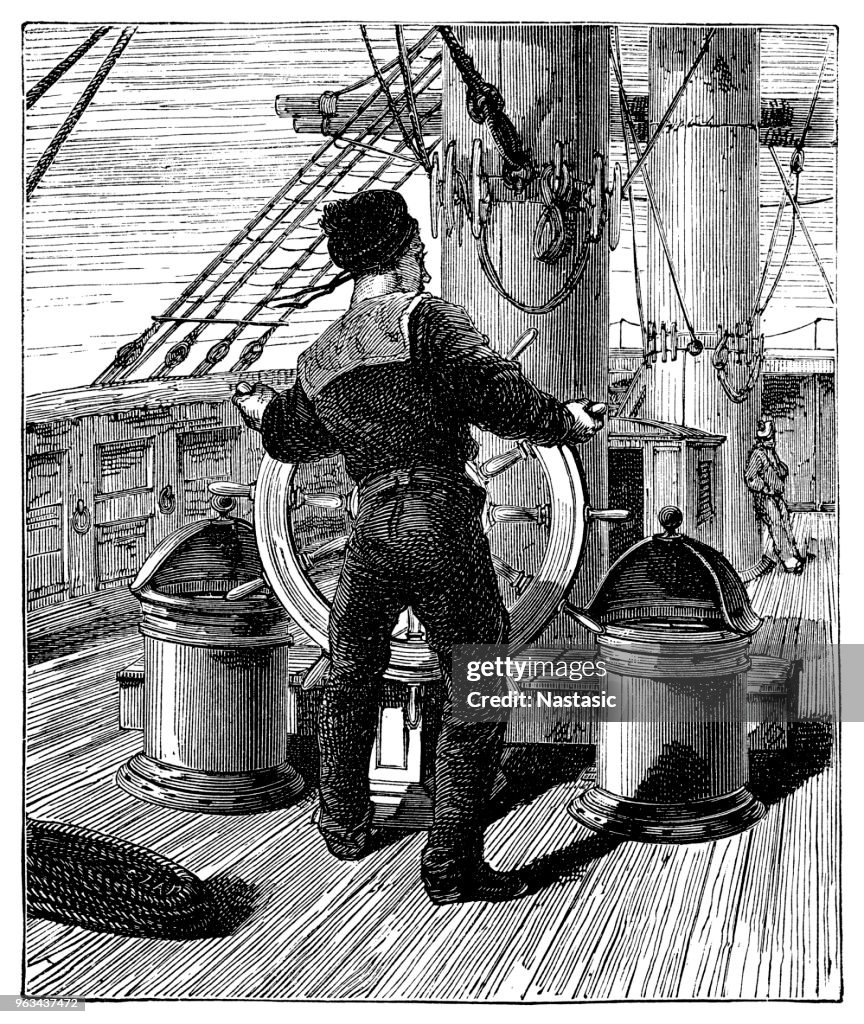 Sailor On Ship With Nautical Compass High Res Vector Graphic Getty Images