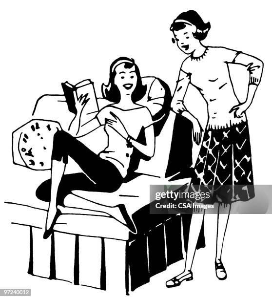 31 Two Girls Sofa High Res Illustrations Getty Images