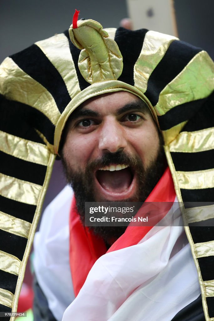 A Fan Of Egypt Looks On During The 2018 Fifa World Cup Russia Group A
