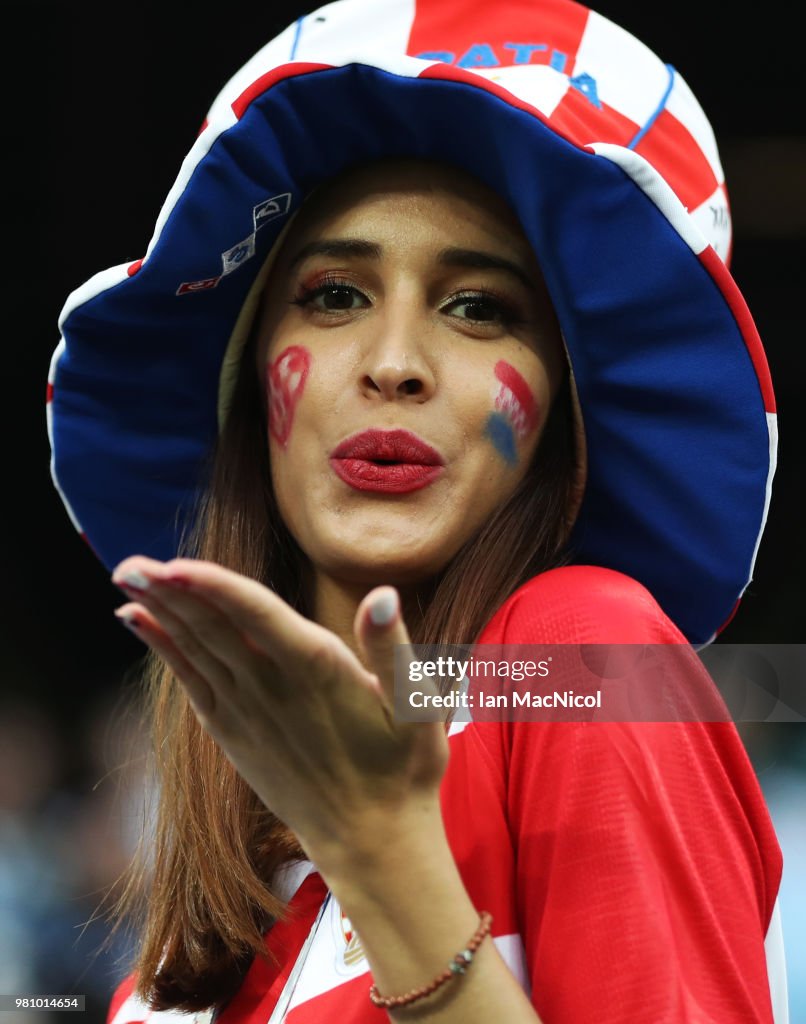 A Croatia Fan Is Seen During The 2018 Fifa World Cup Russia Group D