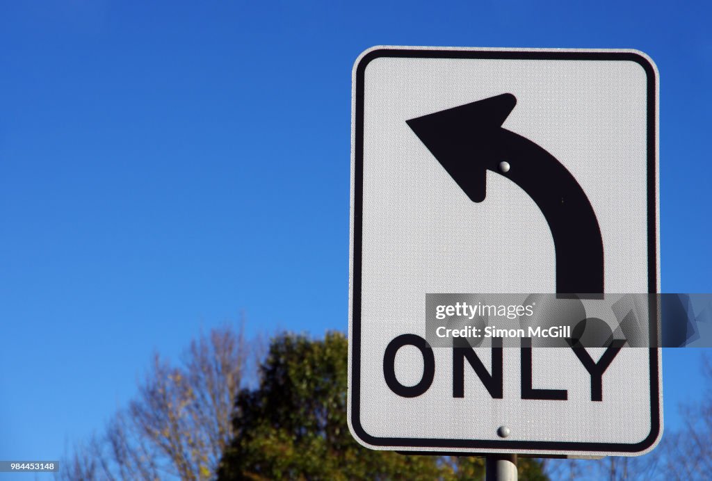 Left Turn Only Road Sign High-Res Stock Photo - Getty Images Left Turn Only Road Sign High-Res Stock Photo - Getty Images