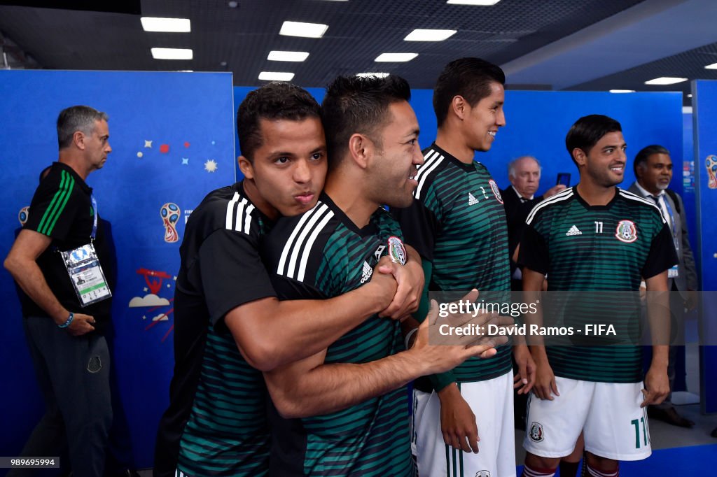 Giovani Dos Santos Of Mexico Hugs Teammate Marco Fabian Of Mexico In