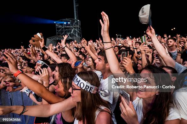 Fans Watch As Macklemore Performs On Stage On July 3 2018 In Rome